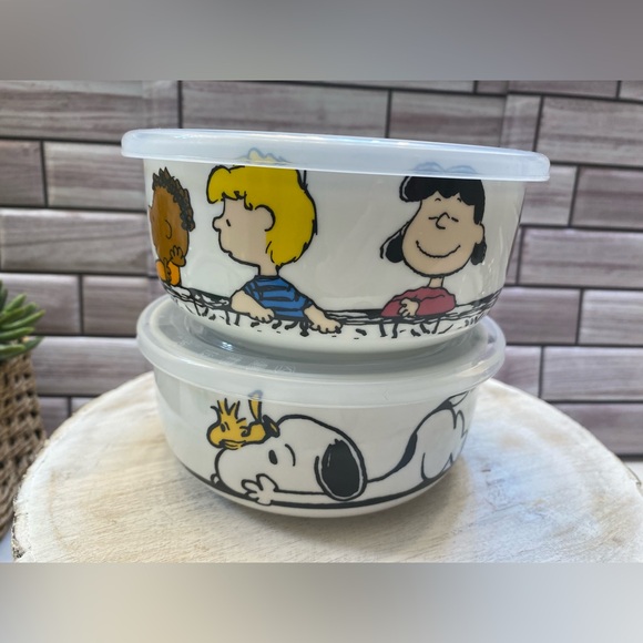 Peanuts | Kitchen | Peanuts Snoopy Friends Ceramic Tupperware Bowls Set ...